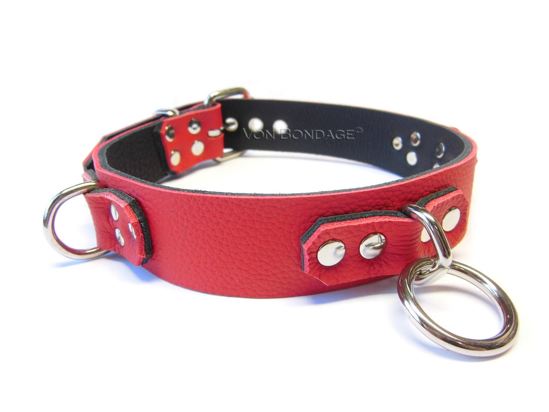 Red BDSM Collar, Leather Bondage Collar, Sub Collar, Slave Collar ...