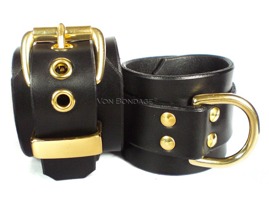 Bridle Leather Restraints Brass/gold D-rings, BDSM Cuffs, Bondage ...
