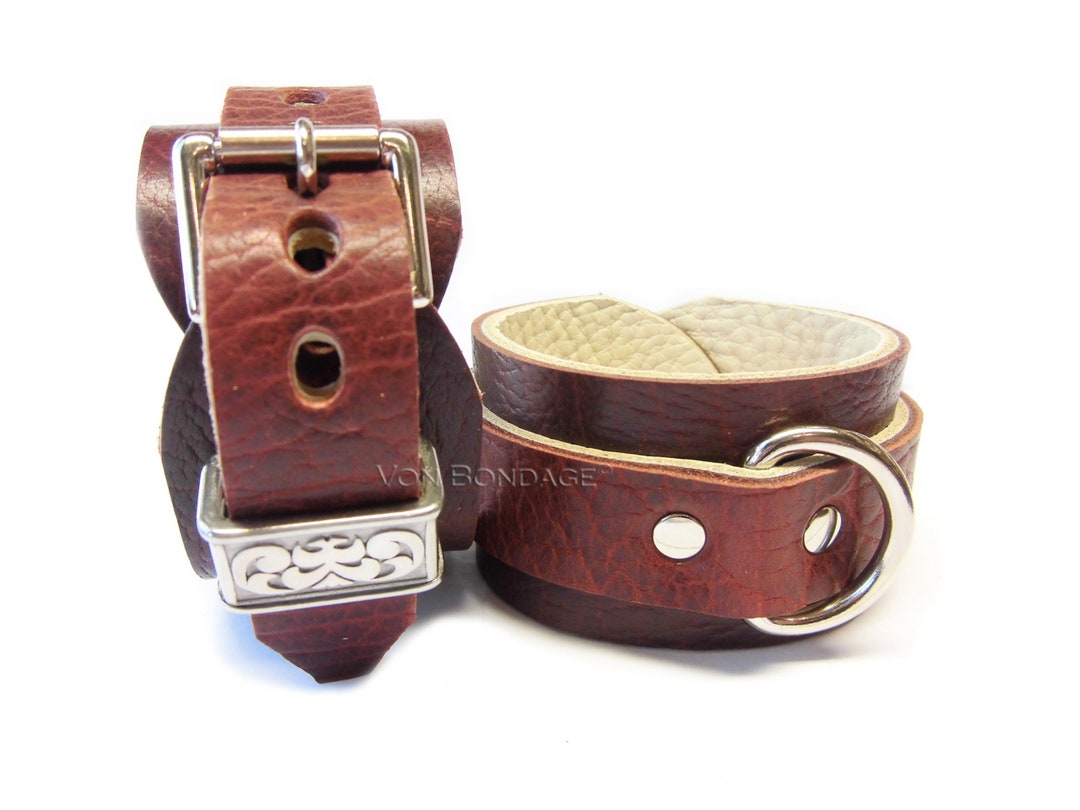 Brown Bison Leather BDSM Restraints Bondage Restraints - Etsy