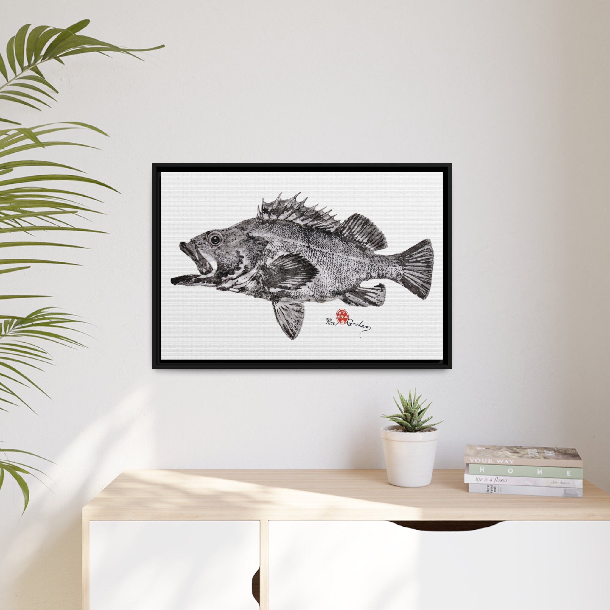 Yellow Eye Rockfish Gyotaku Fish Rubbing Matte Canvas, Black Frame - Etsy