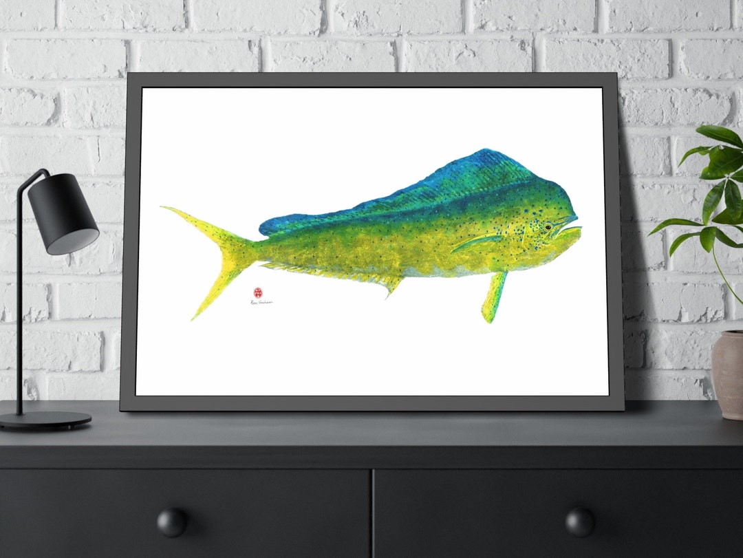 Mull Mahi dorado Gyotaku Fish Rubbing Reproduced on 310gsm Fine Art ...