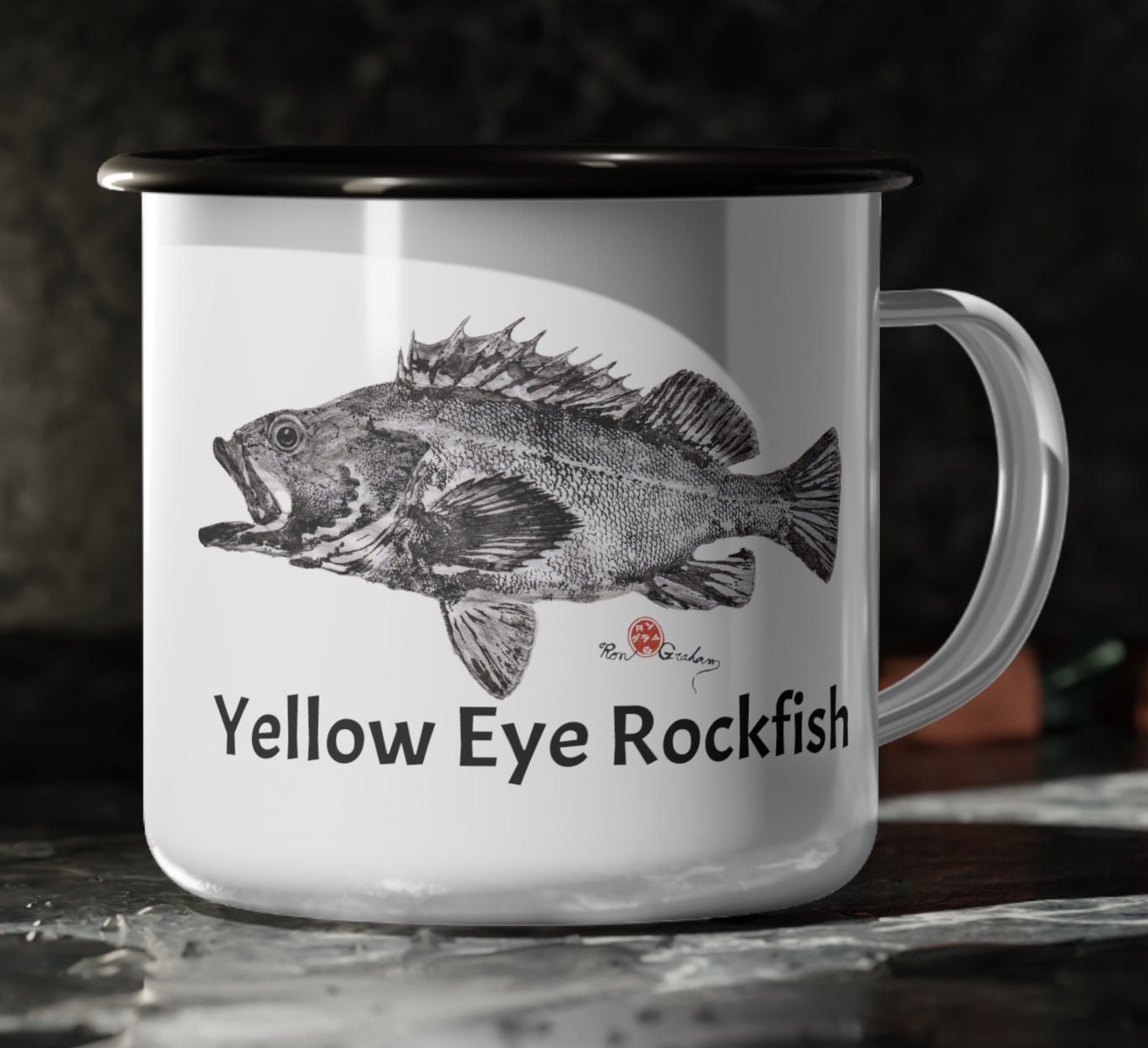 Yellow Eye Rockfish Gyotaku Fish Rubbing Enamel Camp Cup - Etsy