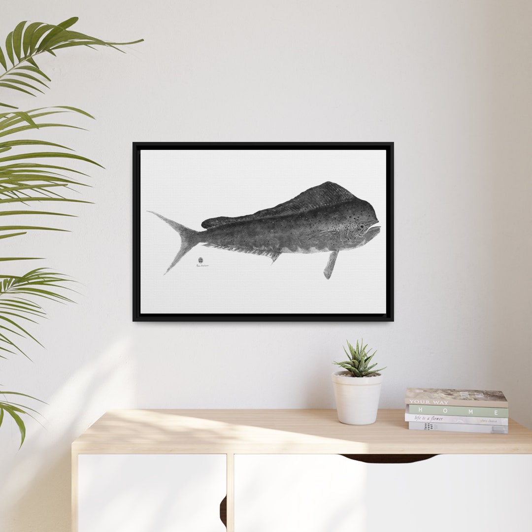 Bull Mahi dorado Gyotaku Fish Rubbing Matte Canvas, Black Frame - Etsy
