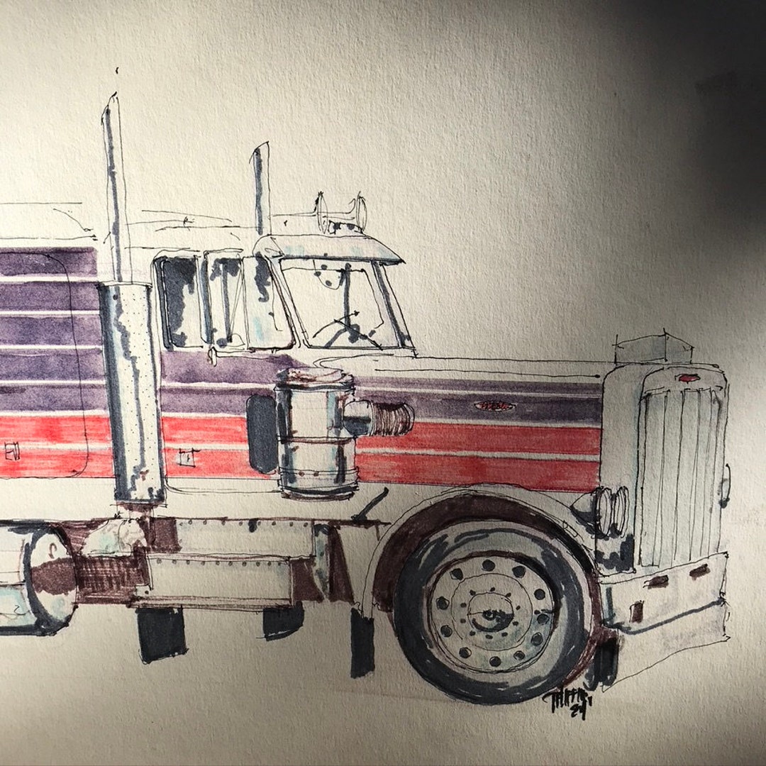 Big Truck Original Art Drawing - Etsy