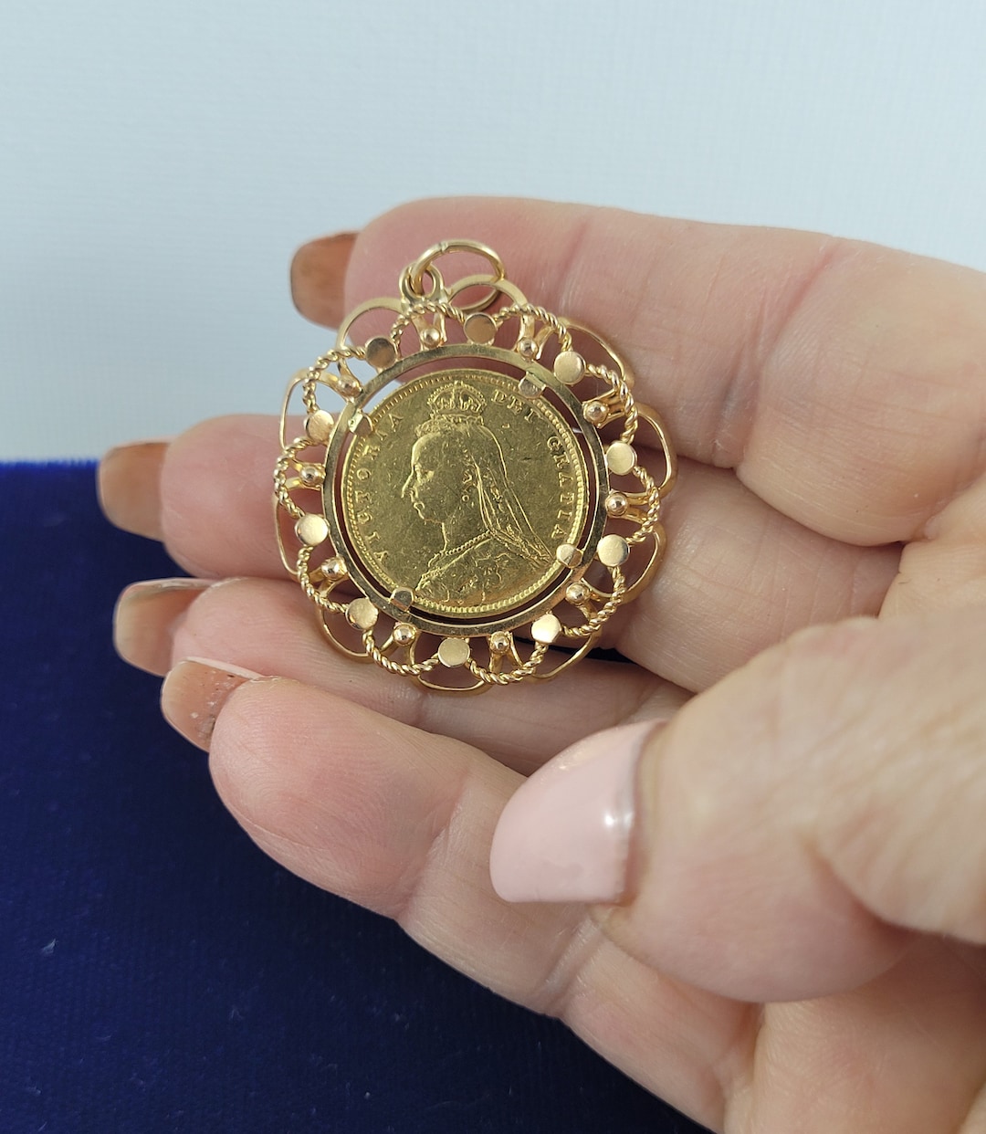 1892 Half Sovereign Antique British Half Sovereign Coin in Hand Made ...