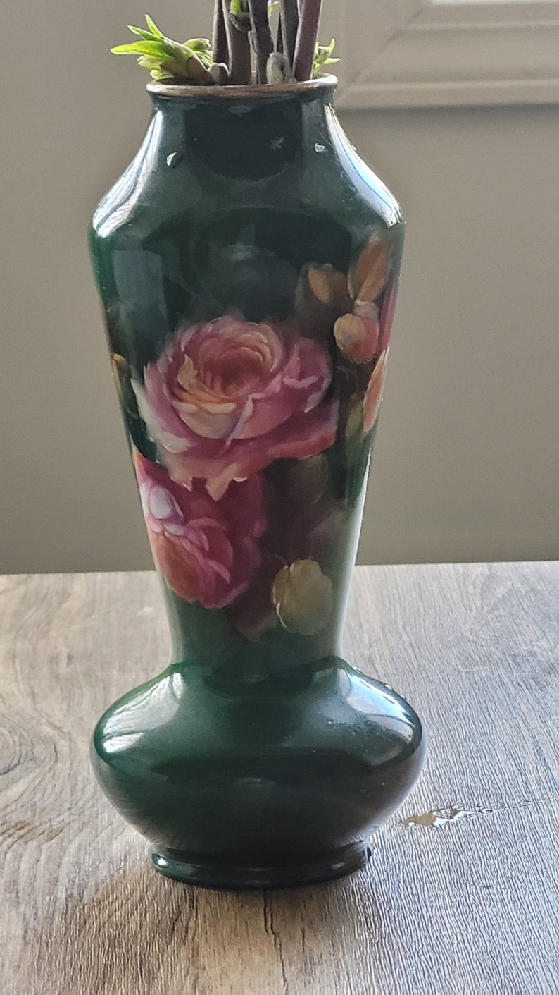 Antique German Hand Painted Peonies Vase by Royal Bonn Franz Mehlen ...