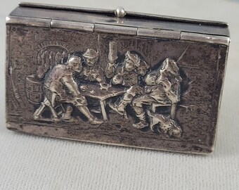 Antique Double Silver Stamp Box | Etsy UK