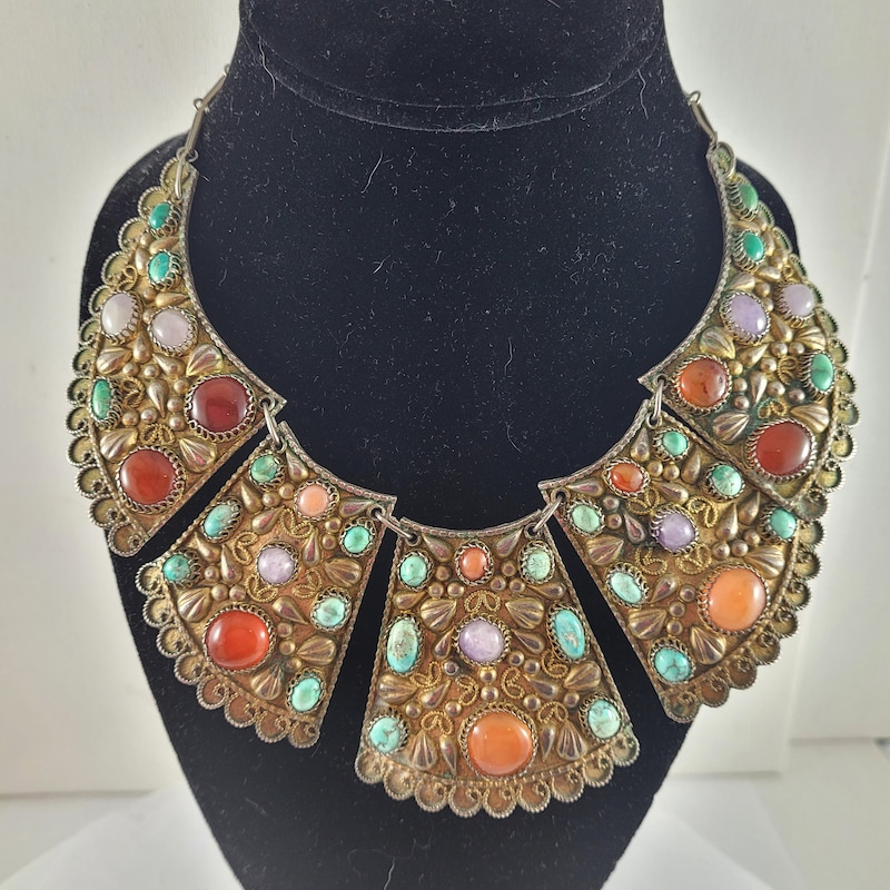 Stone Bib Necklace - Etsy