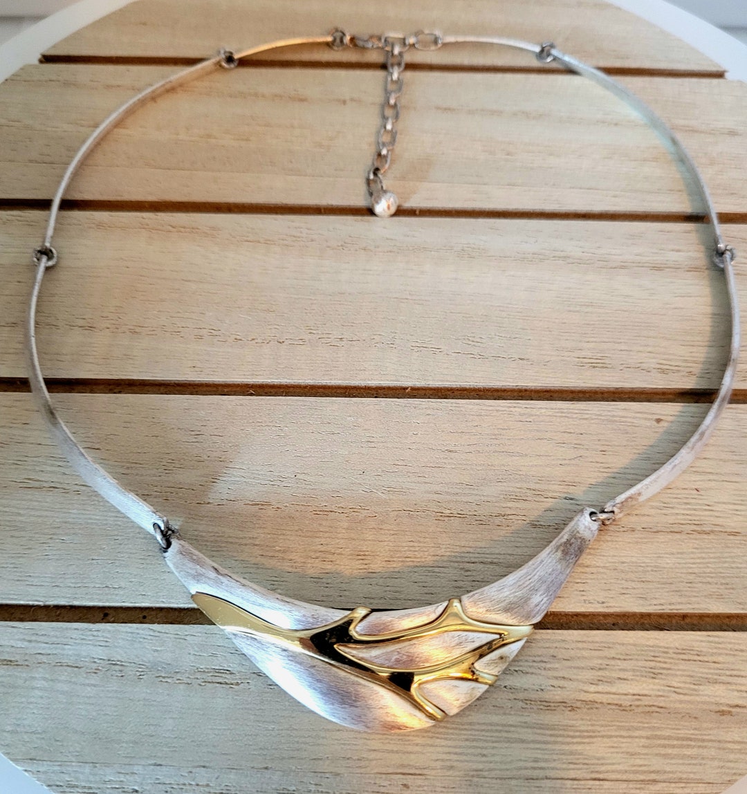 Vintage Birks Sterling Silver Two Tone Choker Necklace Adjustable ...