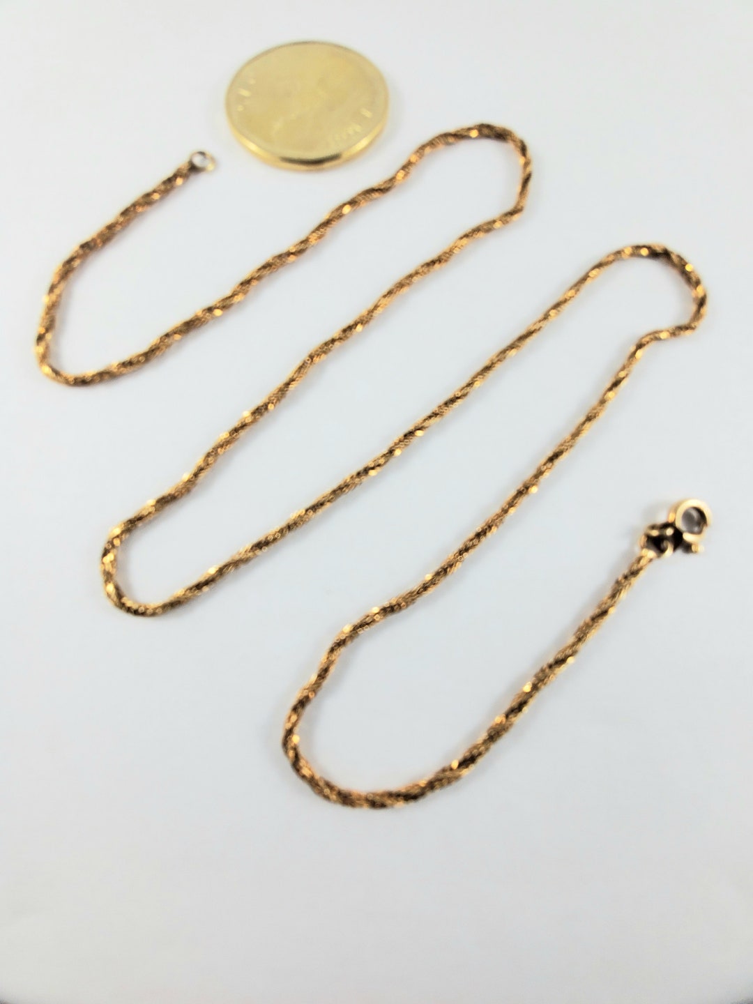 14kt Foxtail Chain 18 in Vintage Italian 14kt Yellow Gold Twisted ...