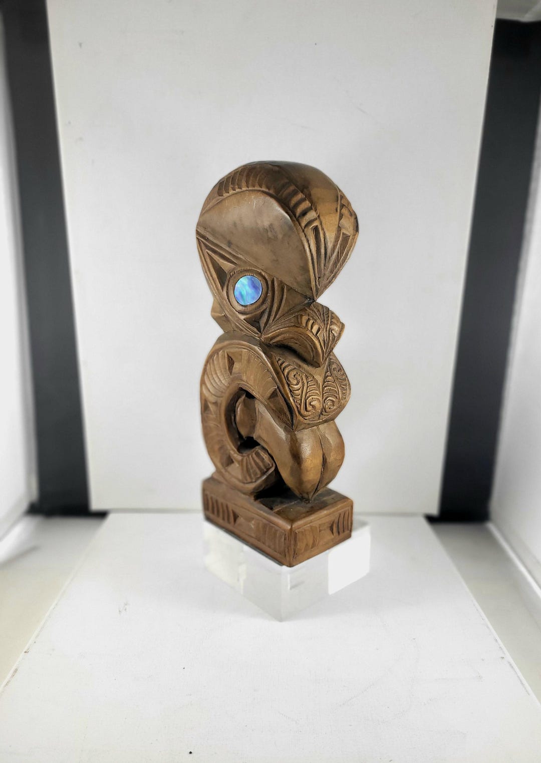 Maori Tiki Vintage Hand Carved Maori Hand Carved Wood Tiki Statue With ...