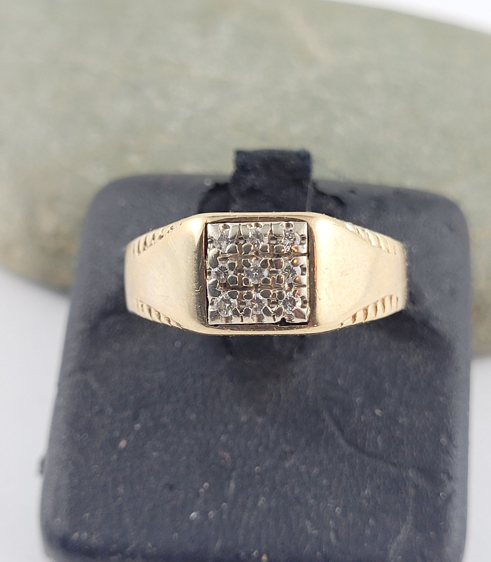 Men's Diamond Ring Vintage 10kt Men's Checkerboard Diamond Ring Total ...