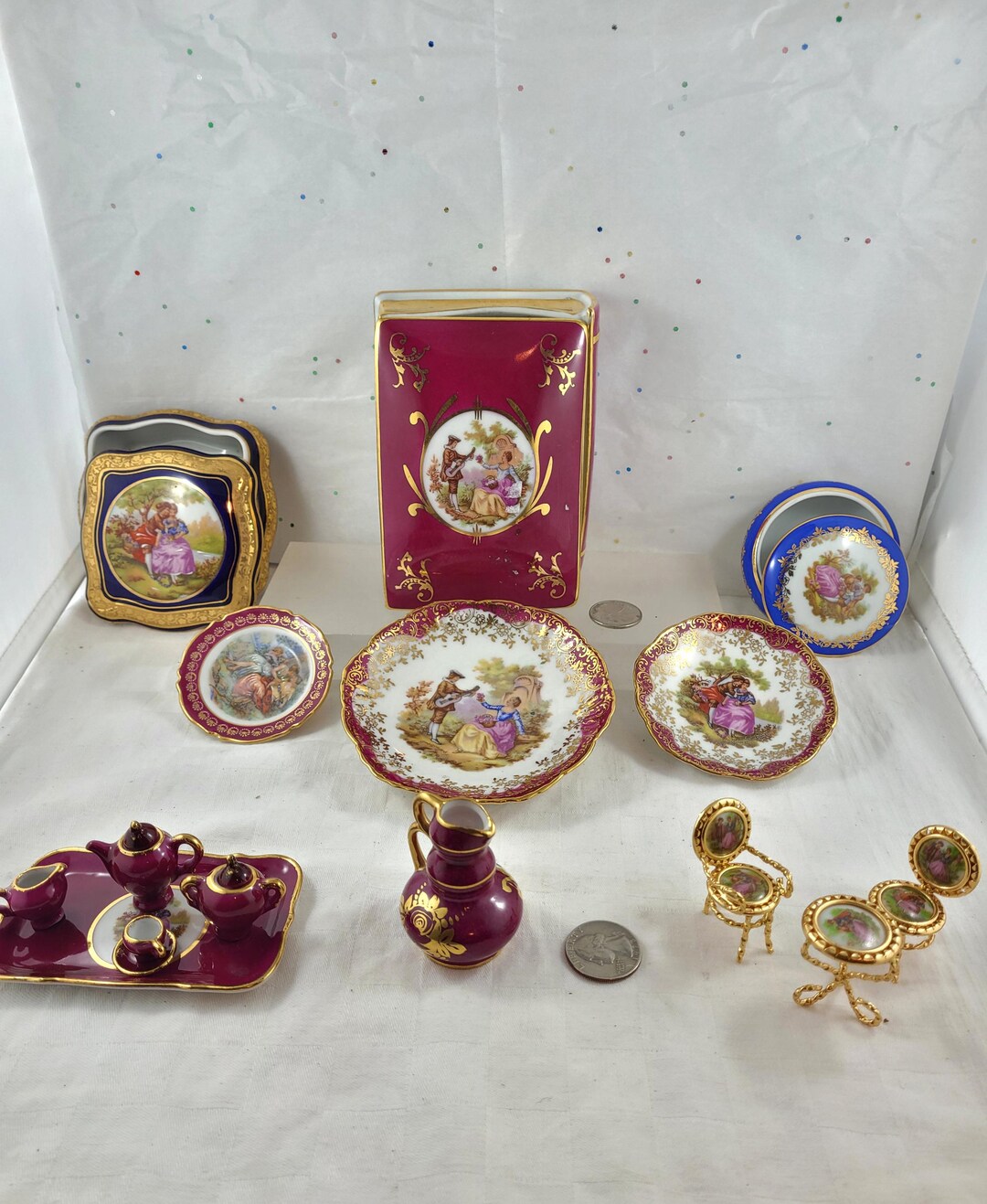 A Collection of Limoges Assorted Miniatures Including Trinket Boxes ...