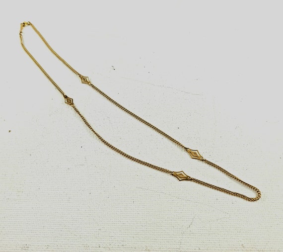 Vintage 10Kt Gold Choker Length Curb Chain Necklace with Lozenge Motif 15 inches Long Christmas Gift for Her Etsy