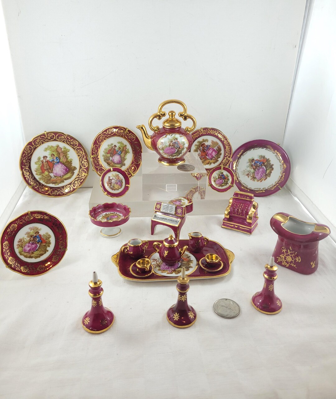 A Collection of Limoges Miniatures Courting Couple Red Series Sold ...