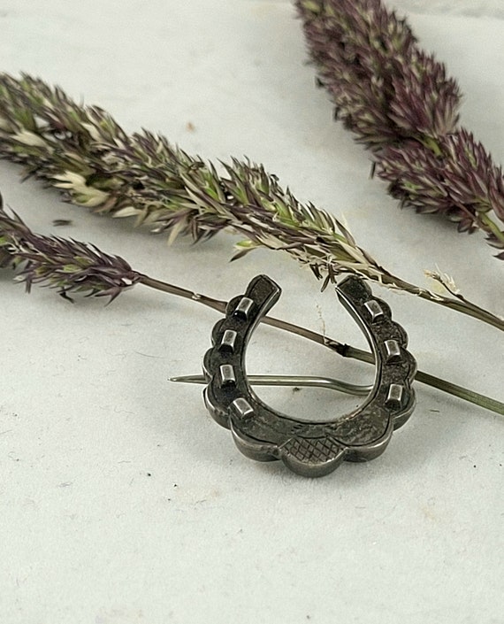 Antique Horseshoe Pin Victorian Sterling Silver Horse… - Gem