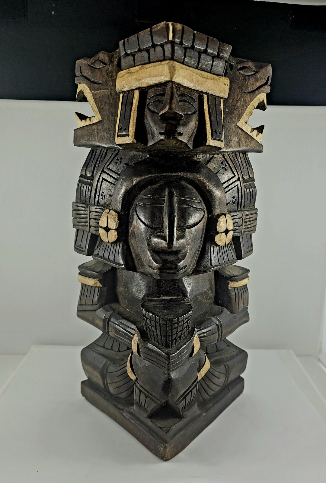 Carved Aztec Tribal Wood Totem Warriors and Jaguars Tribal Aztec Art - Etsy