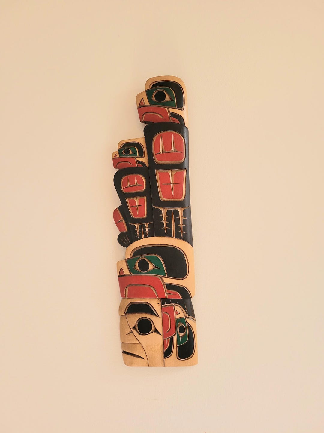 Eagle Totem Plaque Northwest Coast Hand Carved and Painted Yellow Cedar ...