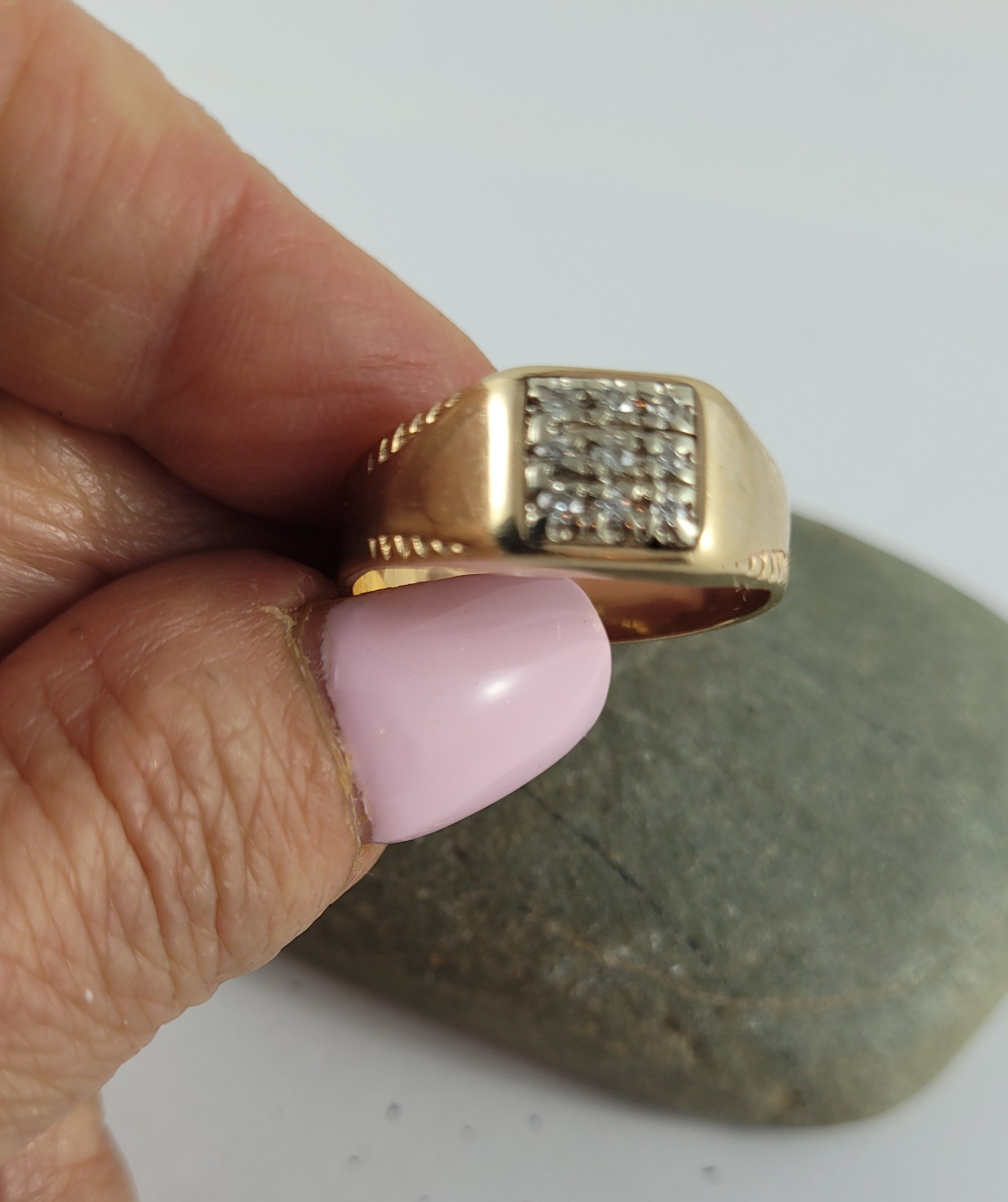 Men's Diamond Ring Vintage 10kt Men's Checkerboard Diamond Ring Total ...