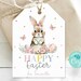 Editable Easter Tag With Cute Bunny and Floral Design, Personalized ...