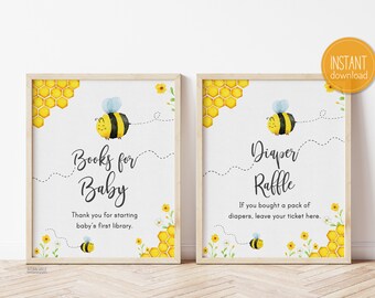 Diaper Raffle and Bring a Book Sign Baby Shower Games Baby - Etsy