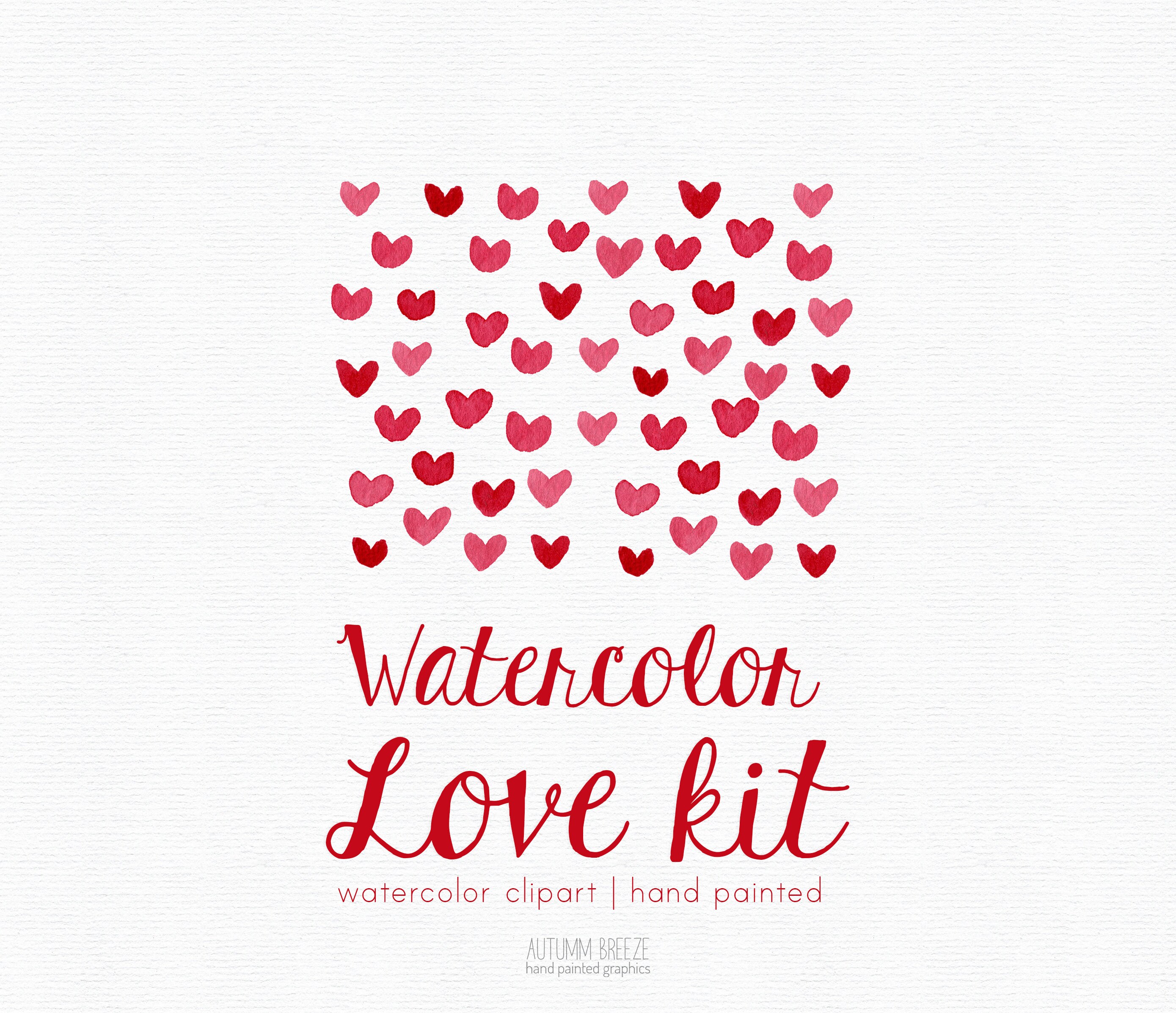 Love Watercolor Clipart Heart Clipart Valentines Day | Etsy