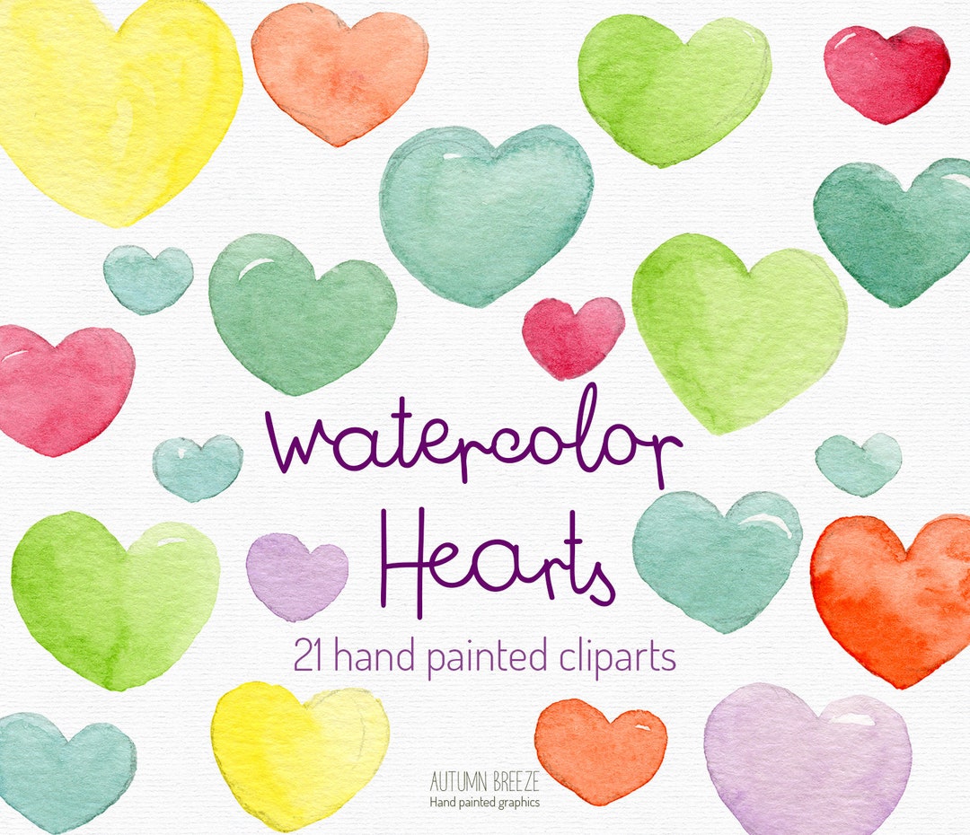 Heart Watercolor Clipart, Heart Clipart, Valentines Day Clipart, Pink ...
