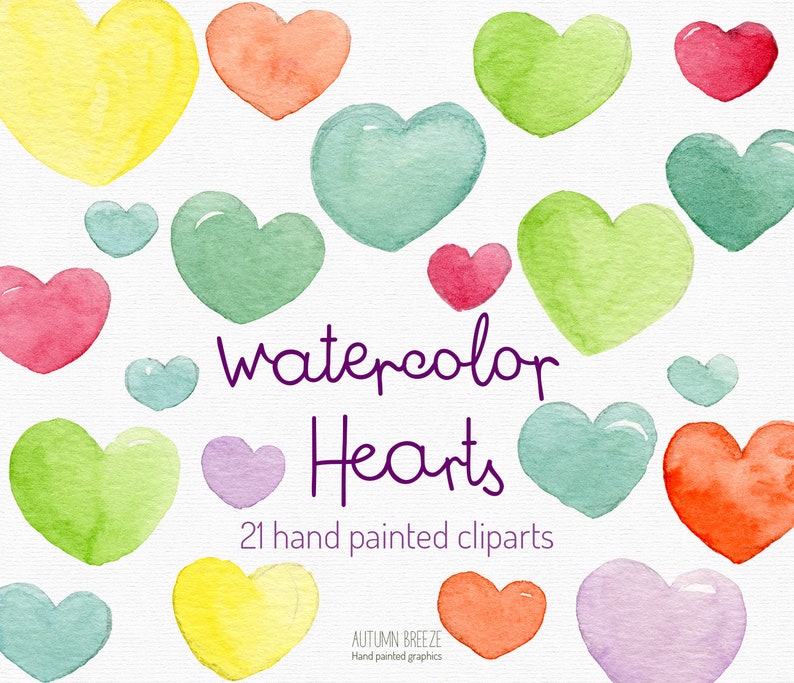 Heart Watercolor Clipart Heart Clipart Valentines Day - Etsy