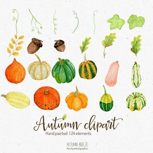 Watercolor Pumpkin Clipart: Hand-painted Autumn Graphics (digital ...