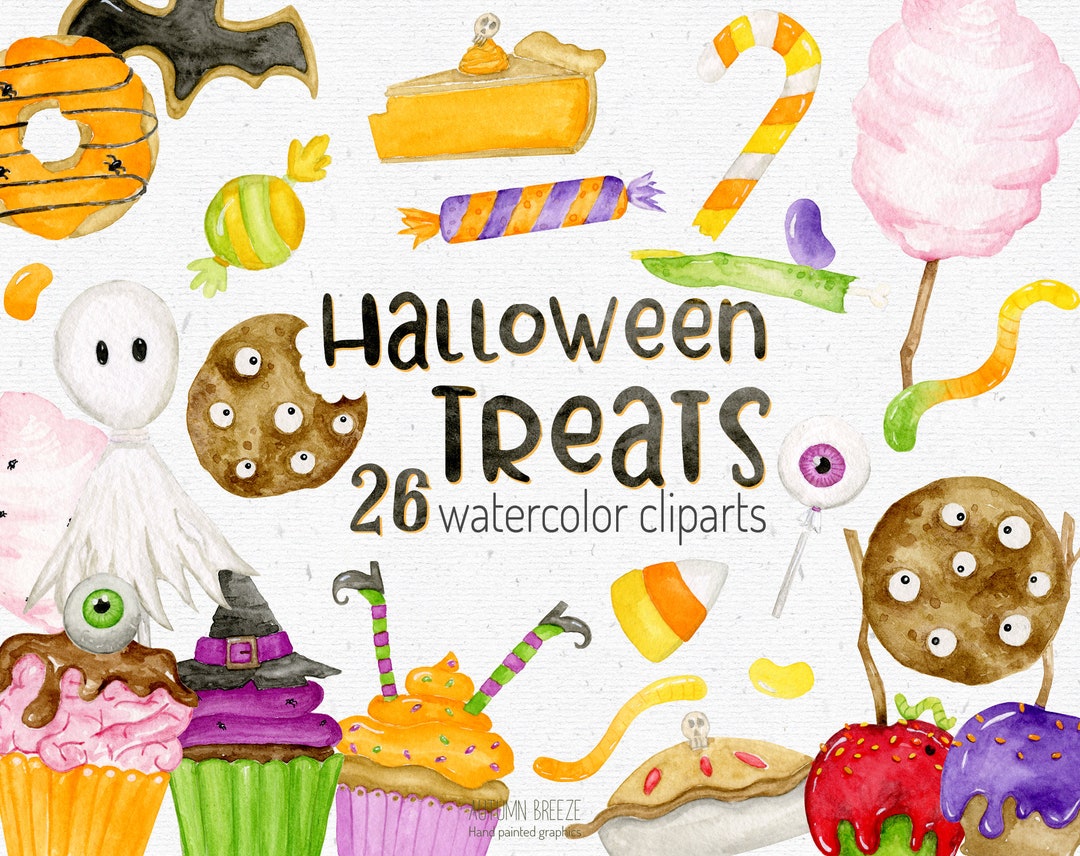Halloween Clipart Watercolor Clipart Candy Clipart - Etsy