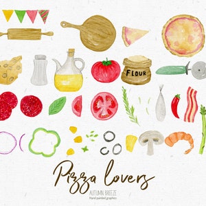 Watercolor Pizza Clipart Pizza Party Clip Art Food Clipart Watercolor ...