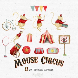 Watercolor Circus Mouse Clipart Carnival Clipart Watercolor - Etsy