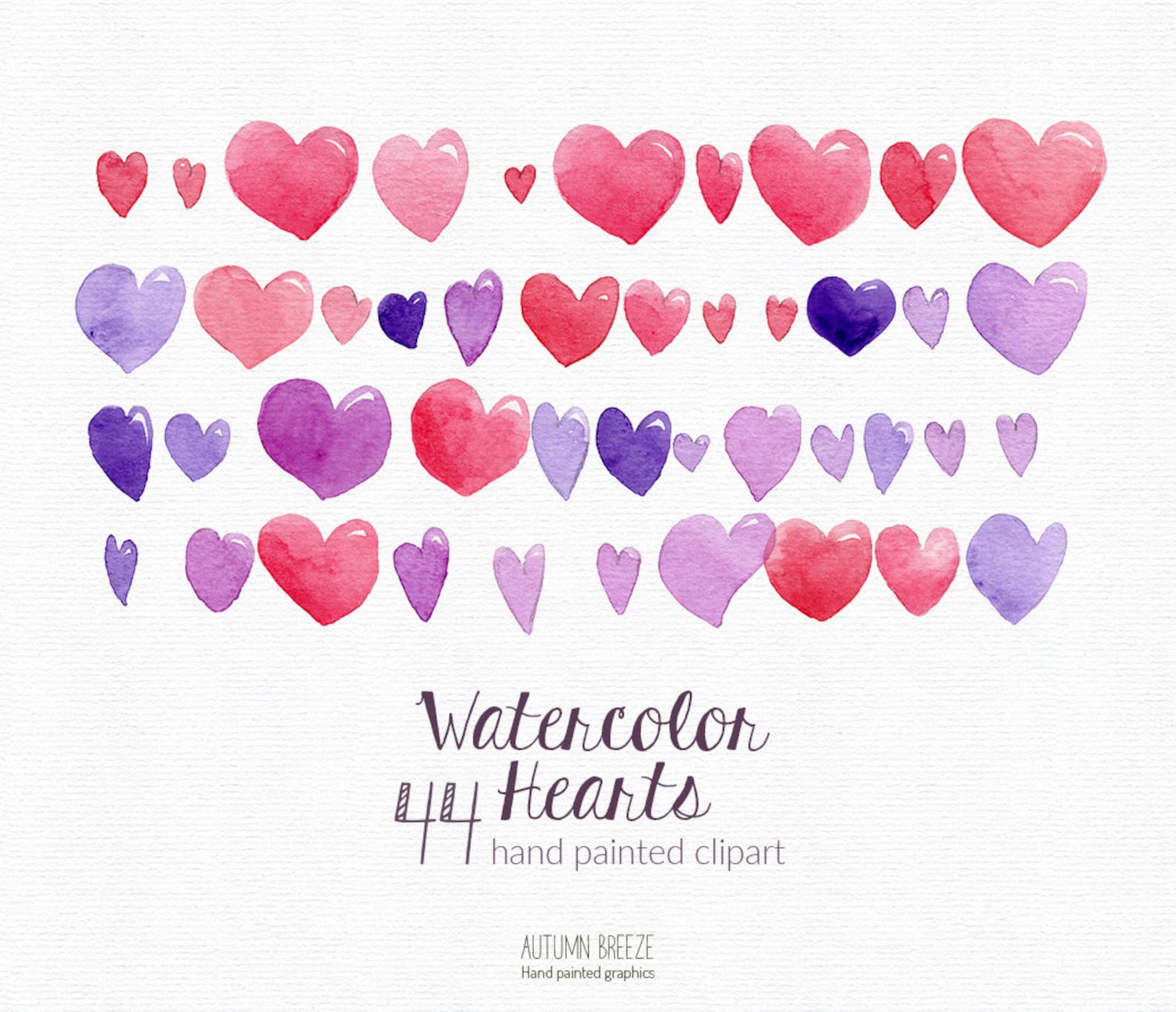 Heart Clipart Watercolor Hearts Clip Art Valentines Day | Etsy