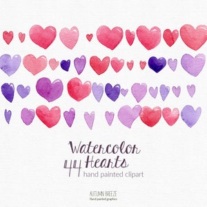 Heart Clipart, Watercolor Hearts Clip Art, Valentines Day Clipart, Love ...