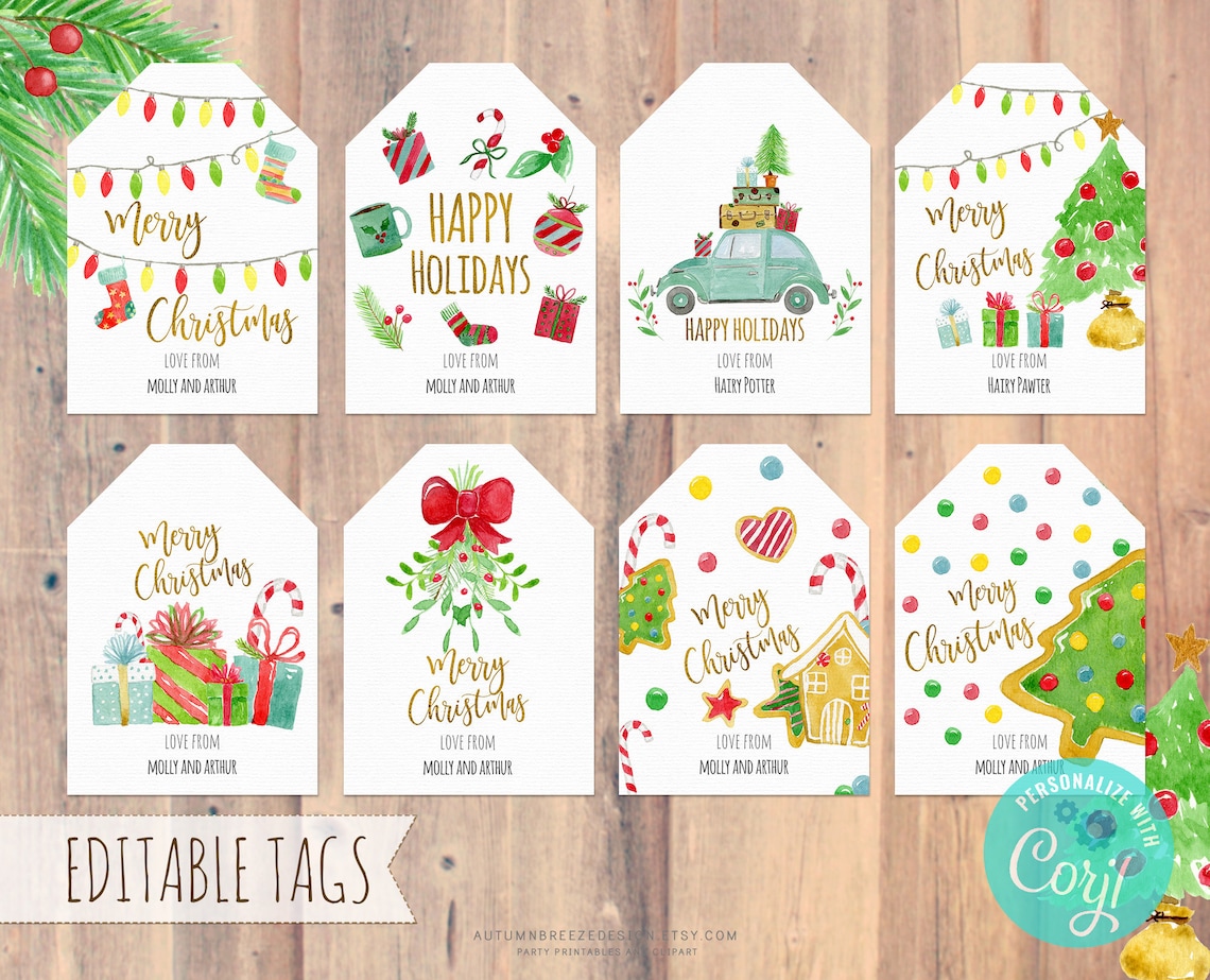 Editable Christmas Tags Christmas Printable Holiday Gift - Etsy