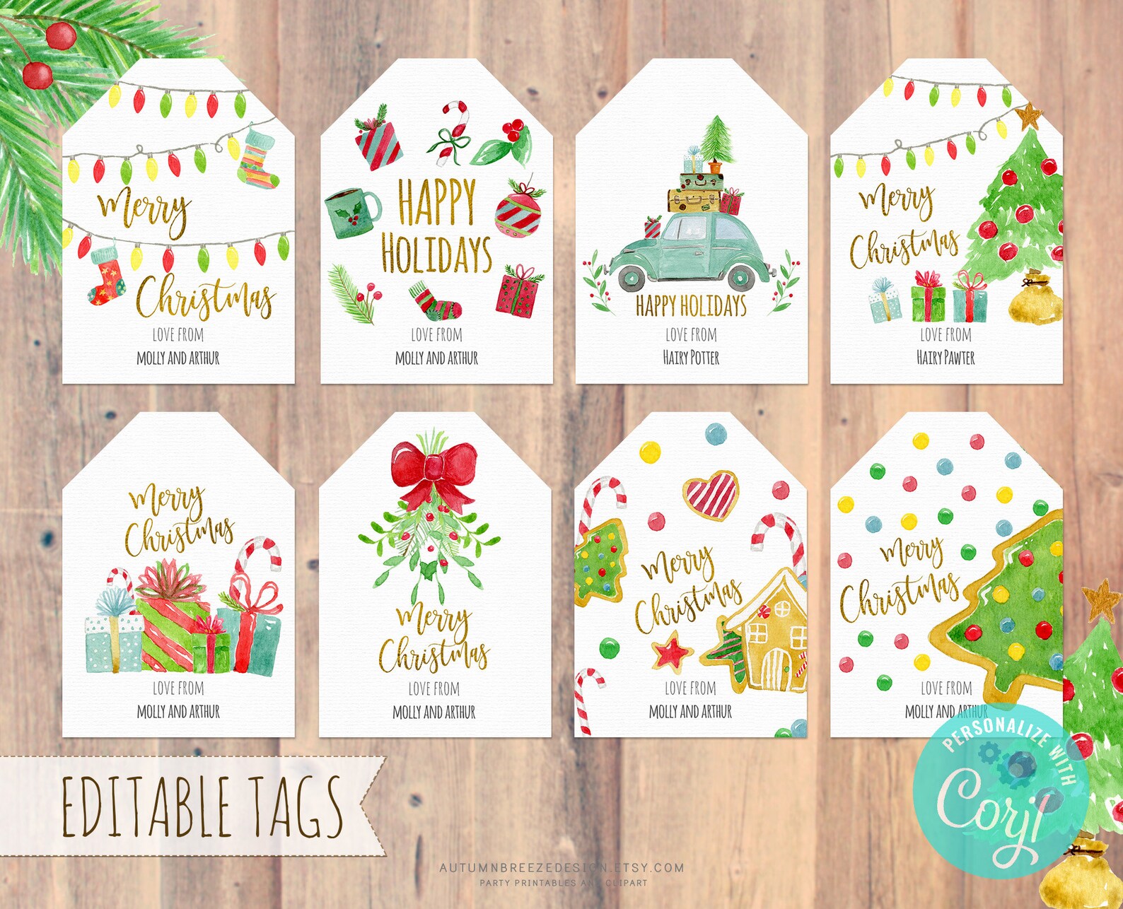 Editable Christmas Tags, Christmas Printable, Holiday Gift Tags ...
