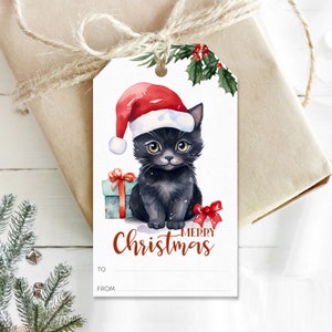 Printable Christmas Tags, Cat Christmas Tags, Holiday Gift Tags ...