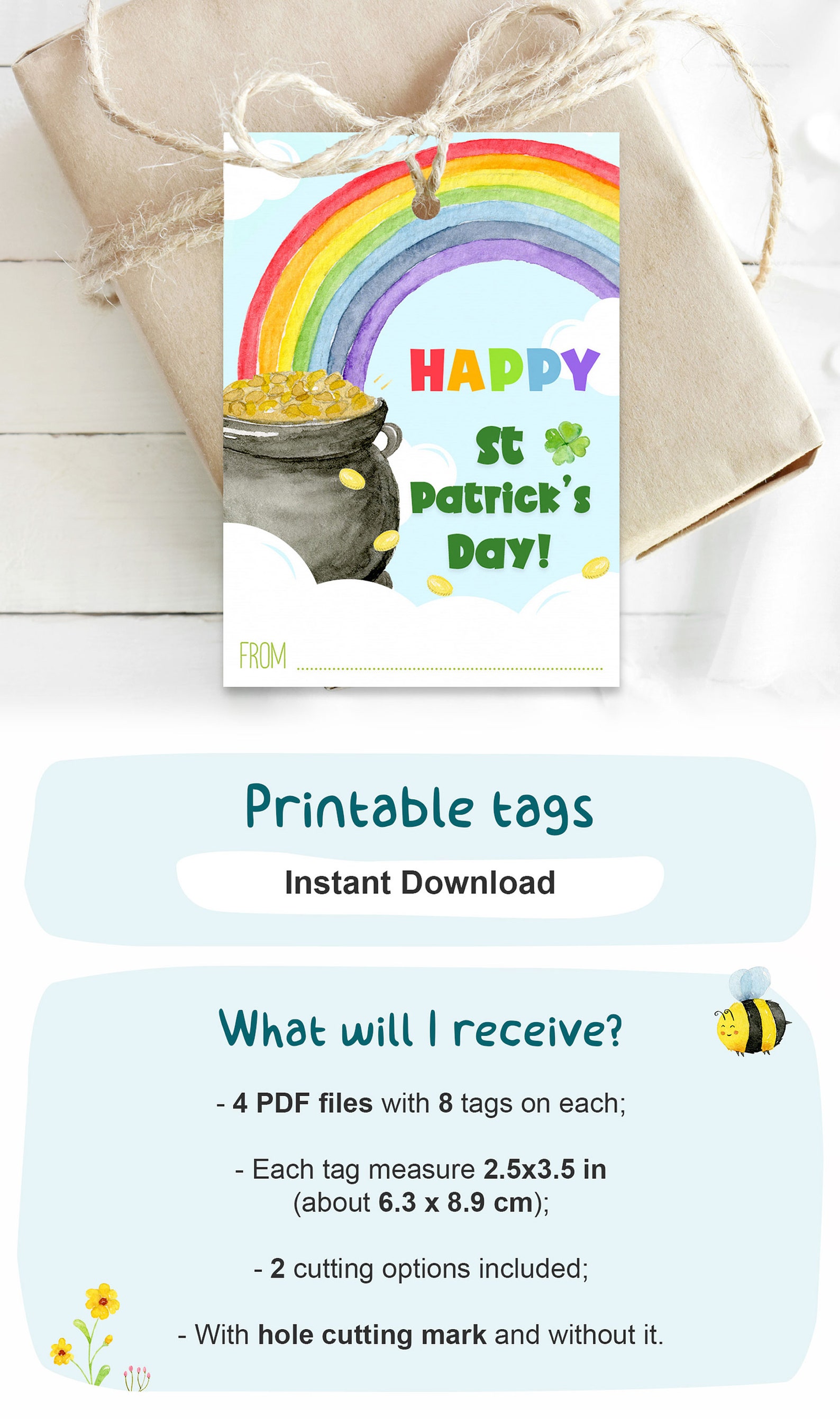 St Patricks Day Gift Tags, Printable St Patrick's Day Tags, Printable ...