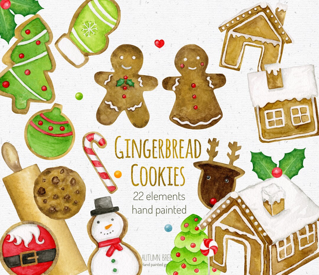 Watercolor Christmas Cookies Gingerbread Cookies Christmas - Etsy