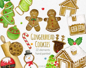 Christmas Candy Cane PNG Watercolor Clipart Gingerbread Man - Etsy