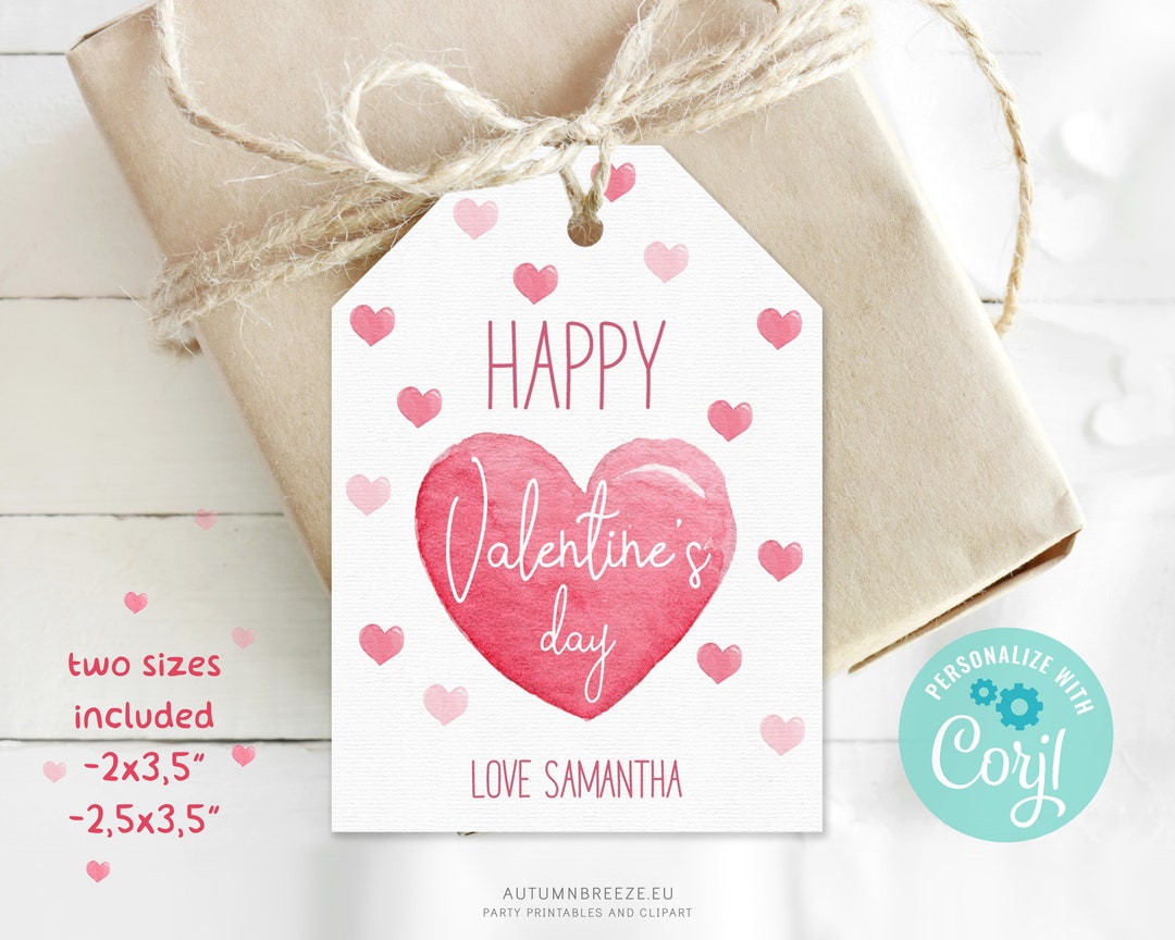 Editable Valentine Gift Tags, Printable Valentine Tags, Printable Gift ...
