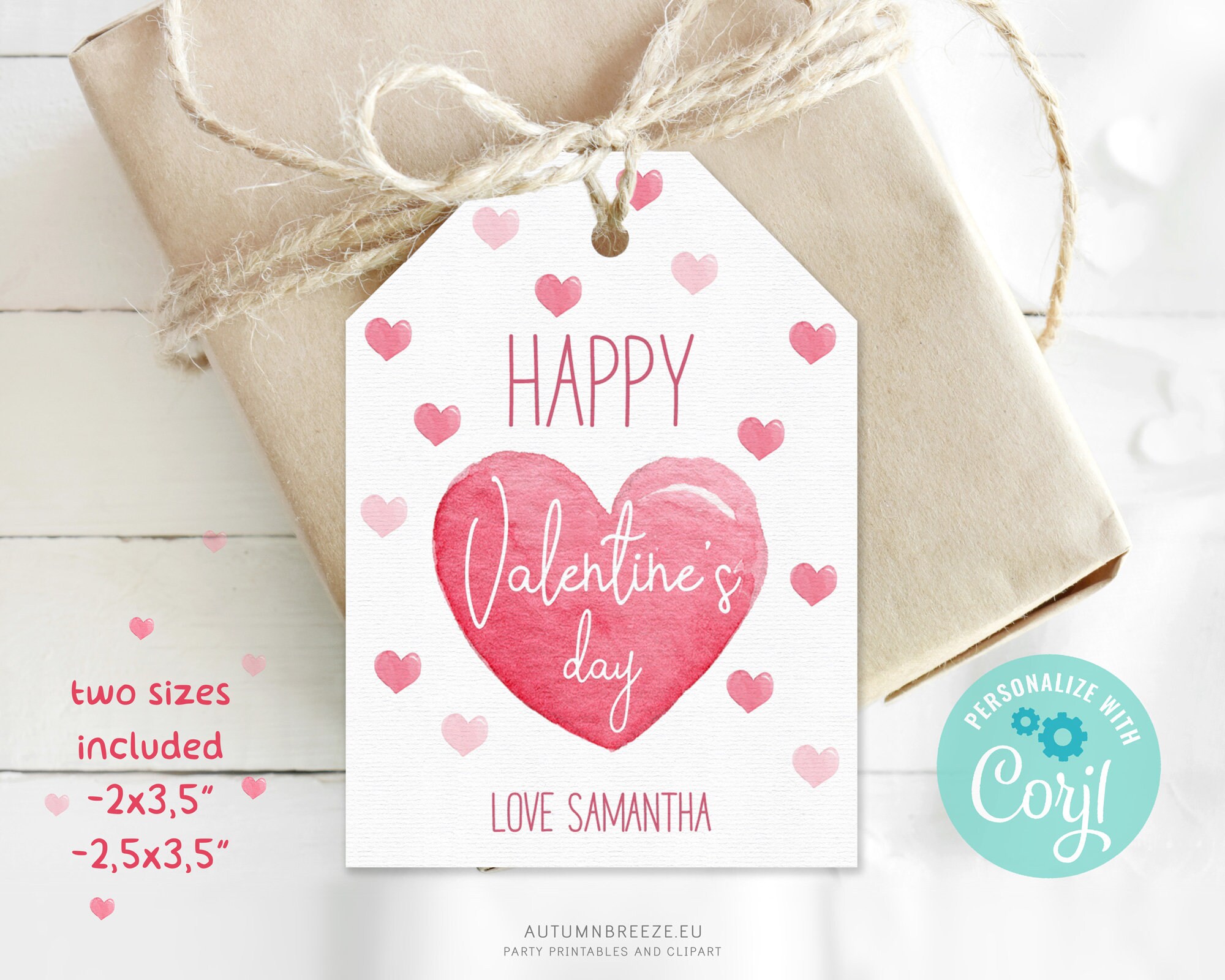 Editable Valentines Tag, Printable Tags, Class Valentines, Gift Tags ...