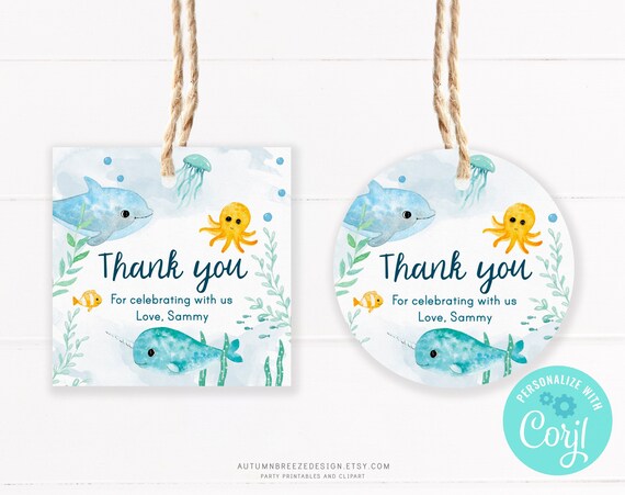 Editable Thank You Tag Under the Sea Favor Tag Printable - Etsy