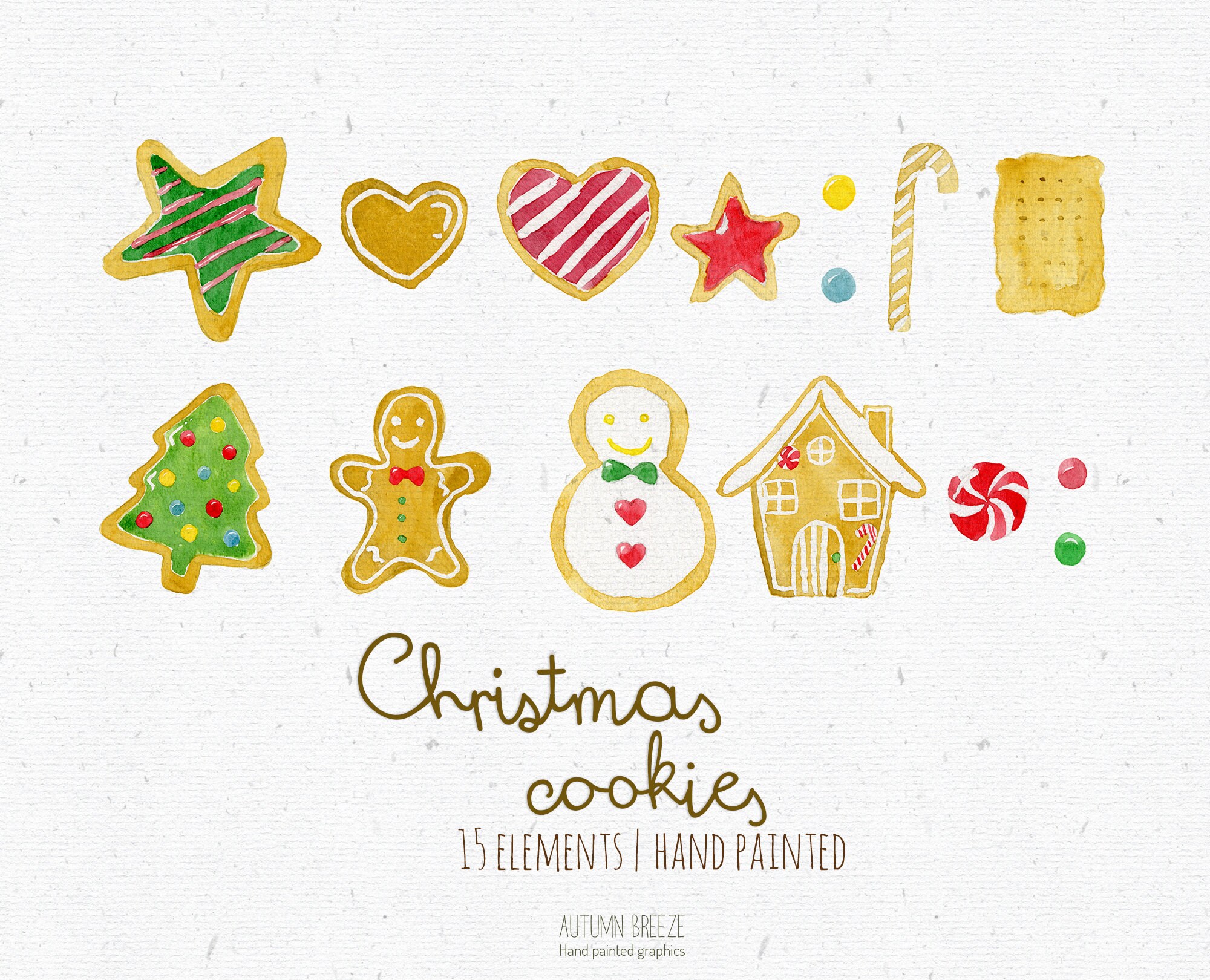 Christmas Clipart, Watercolor Christmas, Gingerbread, Instant Download ...