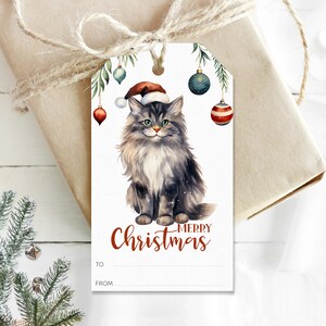 Printable Christmas Tags, Cat Christmas Tags, Holiday Gift Tags ...