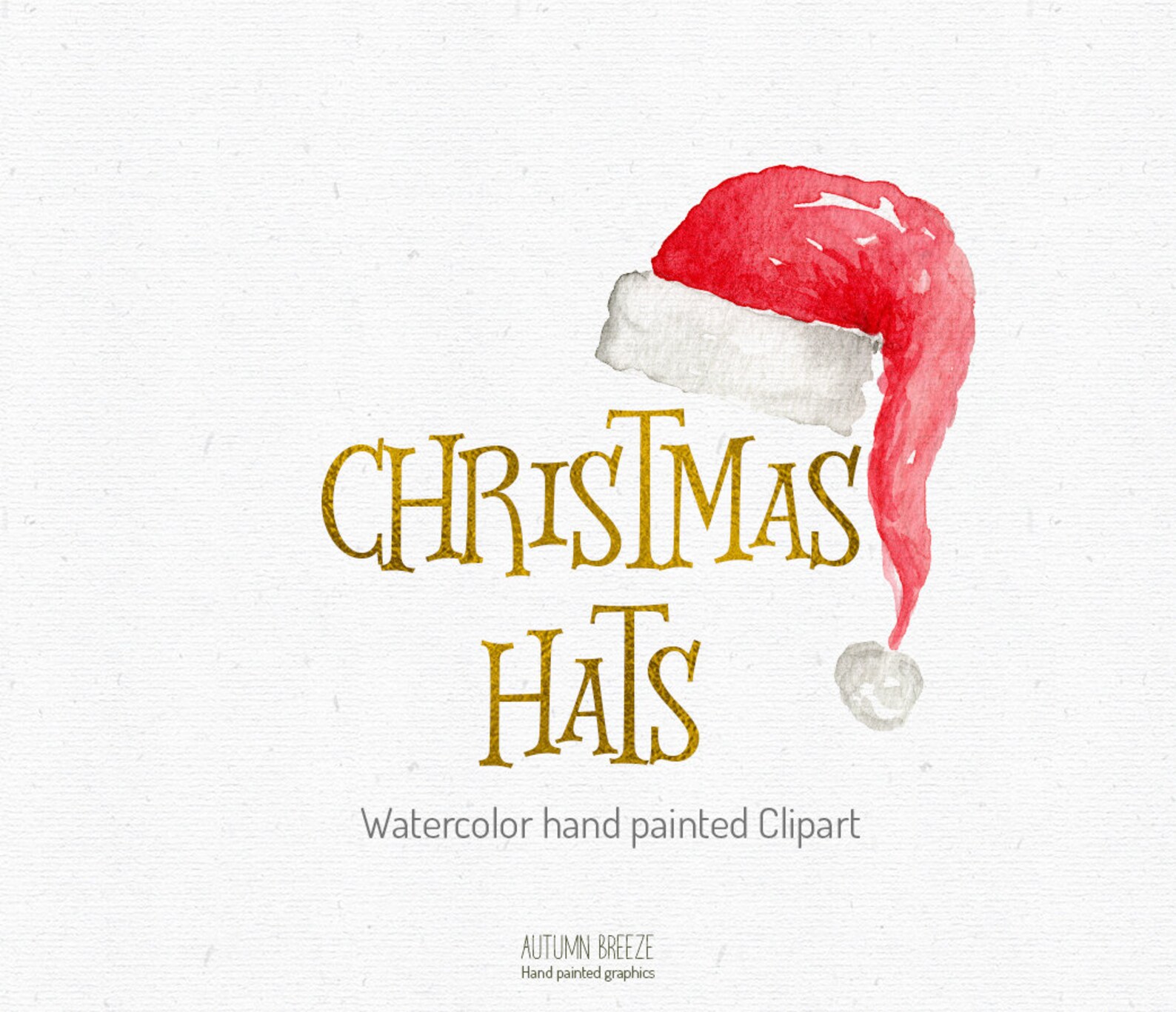 Christmas Hat Clipart, Watercolor Santa Hat, Holiday Clipart ...
