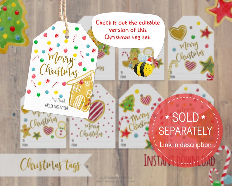 Holidays Christmas Tags Gift Tag Cookie Tags Printable - Etsy