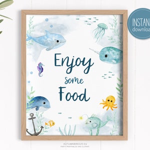 Enjoy Some Food Sign Printable Sign Under the Sea Party - Etsy