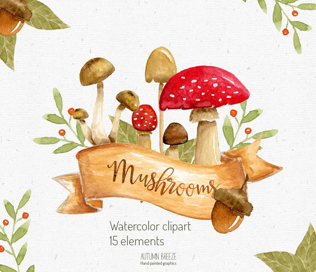 Craft Supplies & Tools Scrapbooking woodland clipart forest mushroom ...