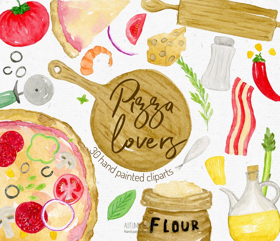 Watercolor Pizza Clipart Pizza Party Clip Art Food Clipart Watercolor ...